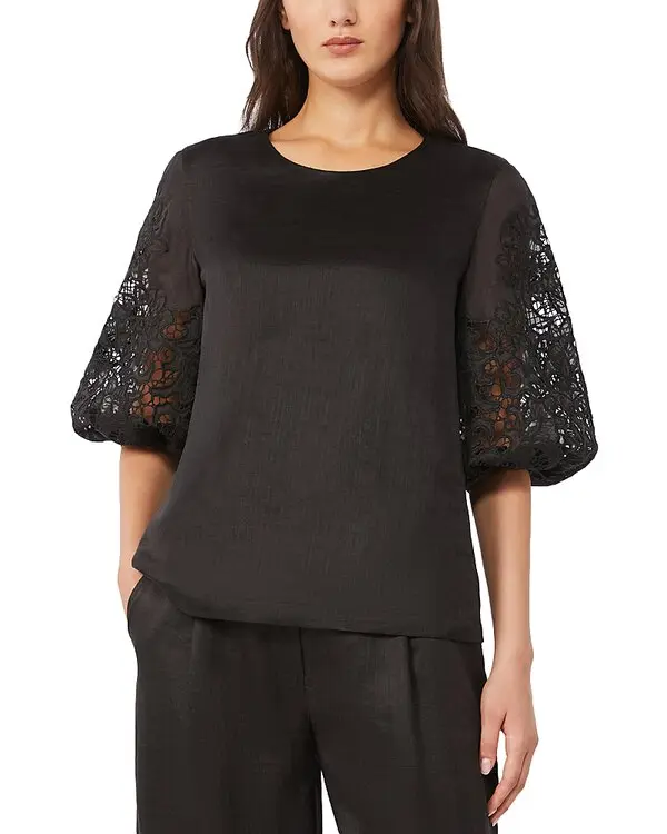 Max Mara Mstordine Macrame Sleeve Top - Black