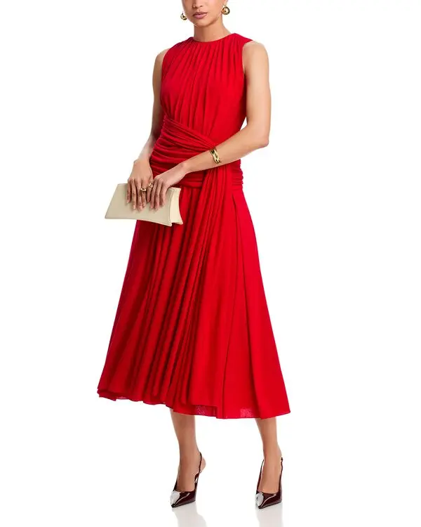 Brandon Maxwell Isadora Draped Midi Dress
