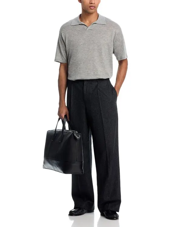 FRAME Superfine Short Sleeve Polo Sweater - Light Grey