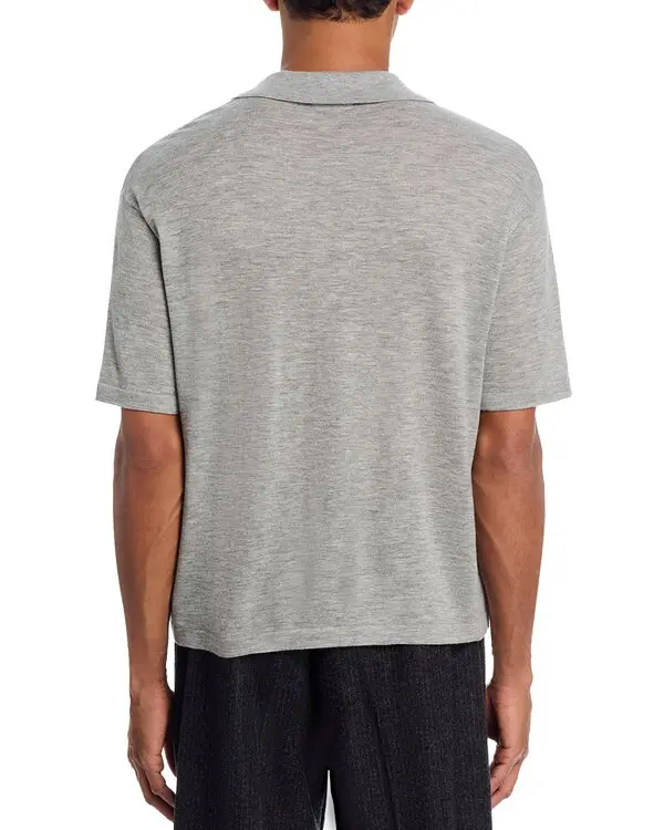 FRAME Superfine Short Sleeve Polo Sweater - Light Grey