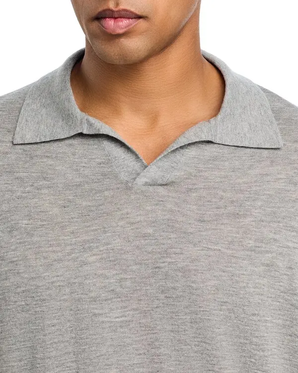 FRAME Superfine Short Sleeve Polo Sweater - Light Grey