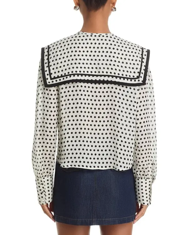 FRAME The Silk Polka Dot Fleet Blouse