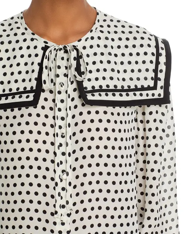 FRAME The Silk Polka Dot Fleet Blouse
