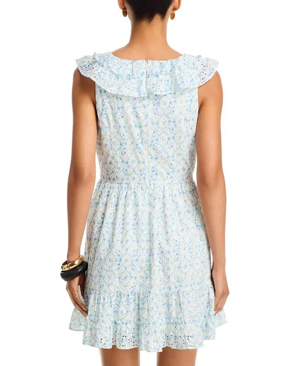 Aqua Floral Ruffle Tie Mini Dress