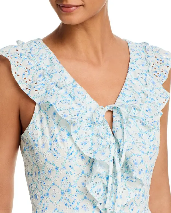 Aqua Floral Ruffle Tie Mini Dress