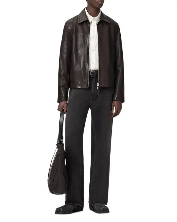 ALLSAINTS Tune Regular Fit Leather Jacket - Trail Brown