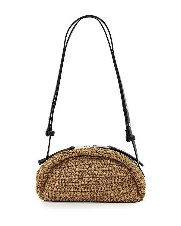 ALLSAINTS Rosalie Small Raffia Crossbody Bag - Biscuit Brown