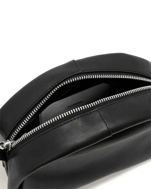 ALLSAINTS Rosalie Leather Crossbody Bag - Black/silver