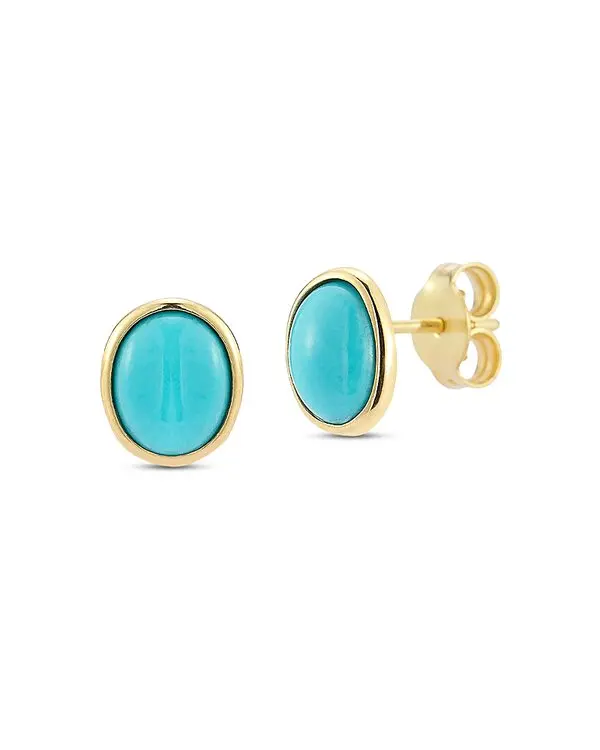 MOON & MEADOW 14k Yellow Turquoise Stud Earrings - Gold