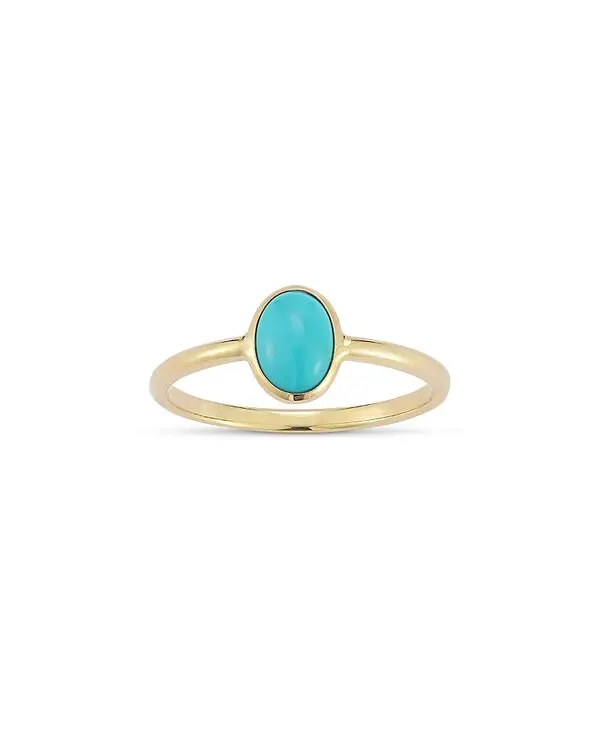 MOON & MEADOW 14k Yellow Oval Turquoise Solitaire Ring - Gold