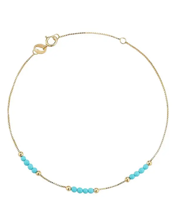 MOON & MEADOW 14k Yellow Turquoise And Polished Bead Bracelet - Gold