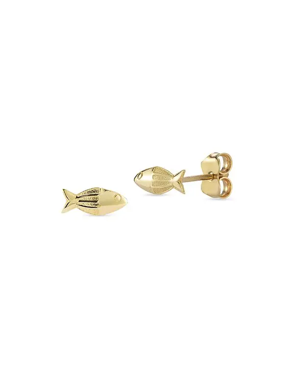MOON & MEADOW 14k Yellow Fish Stud Earrings - Gold