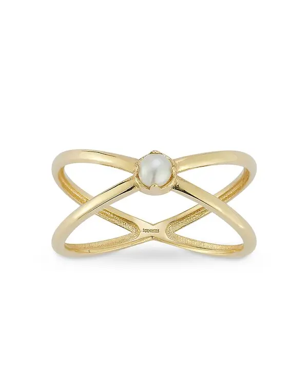 Bloomingdale'S Cultured Pearl Crossover Ring - Gold