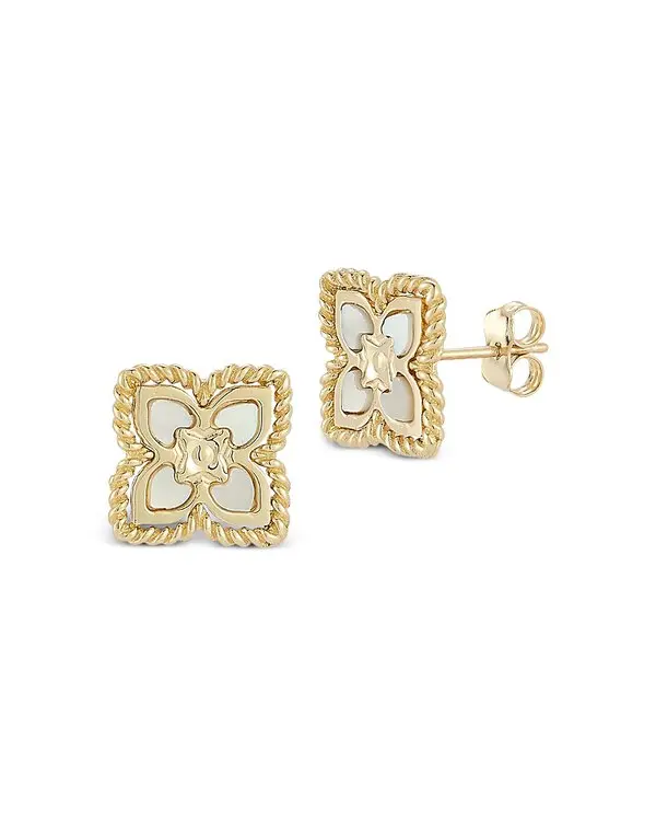 MOON & MEADOW 14k Yellow Mother Of Pearl Clover Stud Earrings - Gold
