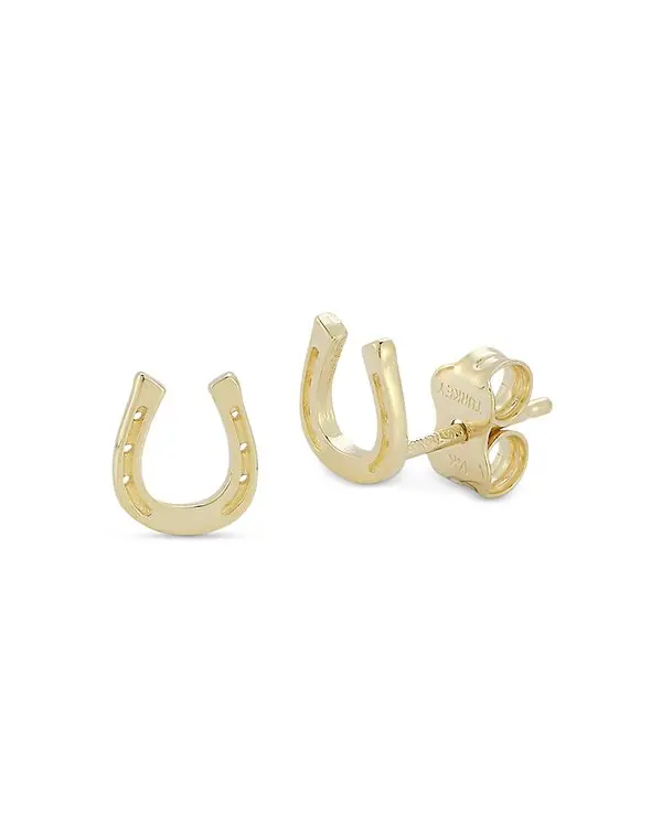 MOON & MEADOW 14k Yellow Horseshoe Stud Earrings - Gold