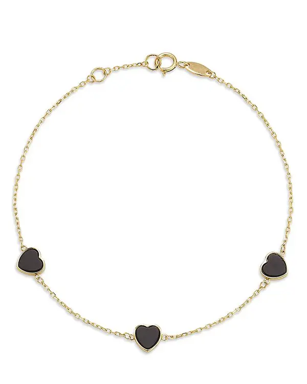MOON & MEADOW 14k Yellow Onyx Heart Chain Bracelet - Gold