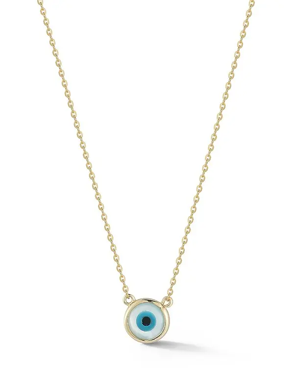 MOON & MEADOW 14k Yellow Mother Of Pearl Evil Eye Pendant Necklace - Gold