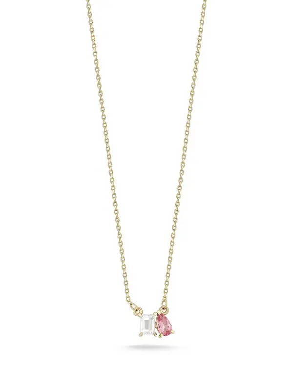 MOON & MEADOW 14k Yellow White Topaz And Tourmaline Pendant Necklace - Gold