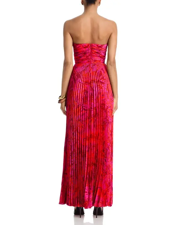 Aqua Strapless Pleated Gown