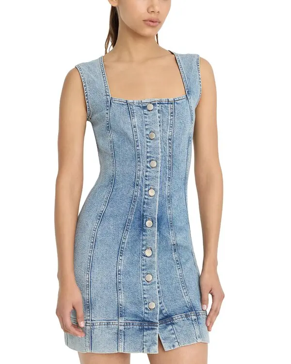 Good American Mini Button Front Dress