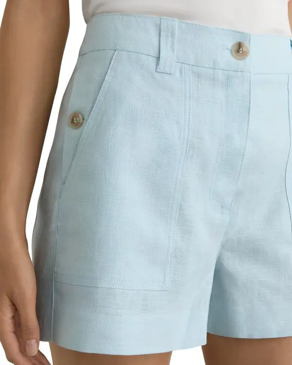 REISS Ashby Linen Shorts - Light Blue