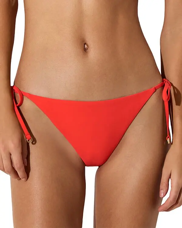REISS Riah Tie Side Bikini Bottom - Coral Orange