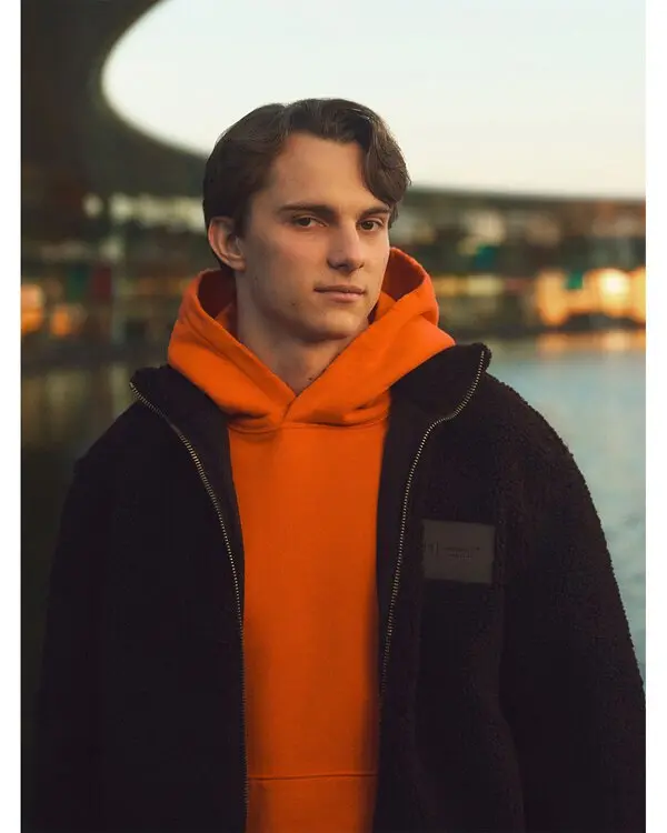 REISS Embroidered Motorsport Fleece Jacket - Chocolate