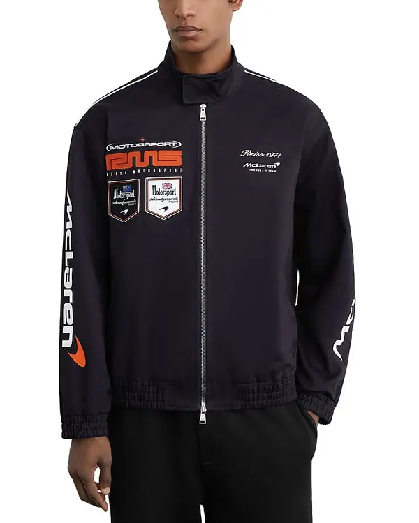 REISS X Mclaren Relaxed Fit Racing Season Logo Jacket - Navy