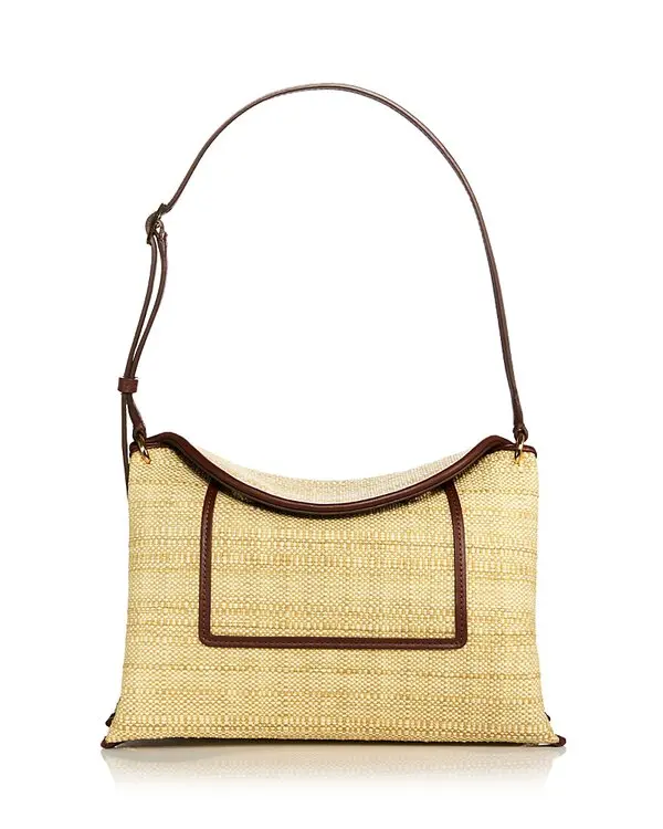 WANDLER Penelope Mini Raffia Slouch Crossbody Bag - Beige