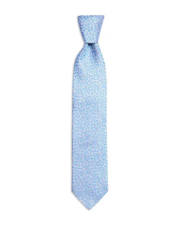 Canali Classic Floral Neck Tie - Light Blue