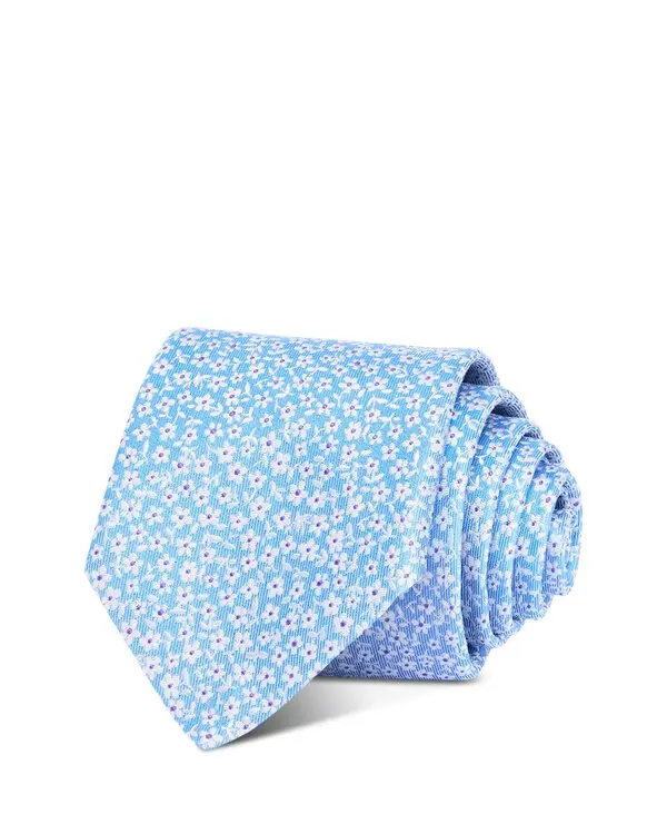 Canali Classic Floral Neck Tie - Light Blue