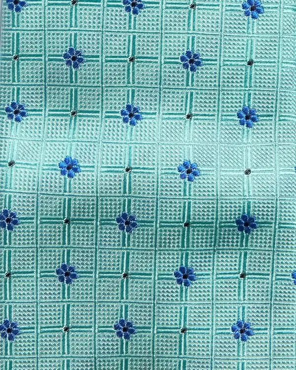 Canali Silk Geometric Floral Grid Tie - Green