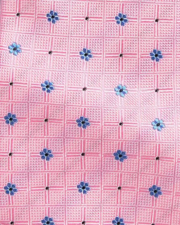 Canali Silk Geometric Floral Grid Tie - Pink