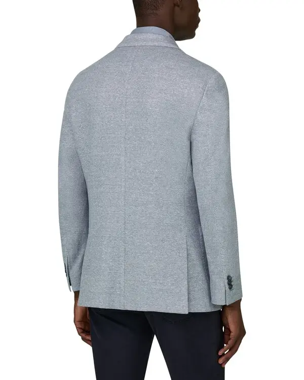 Boggi Milano Regular Fit Textured Linen Jacket - Blue