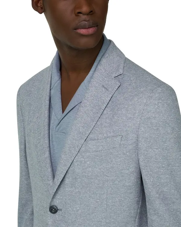 Boggi Milano Regular Fit Textured Linen Jacket - Blue