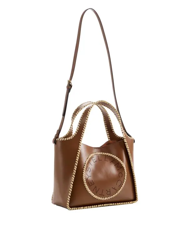 Stella McCartney Logo Raffia Trim Crossbody Tote - Tan