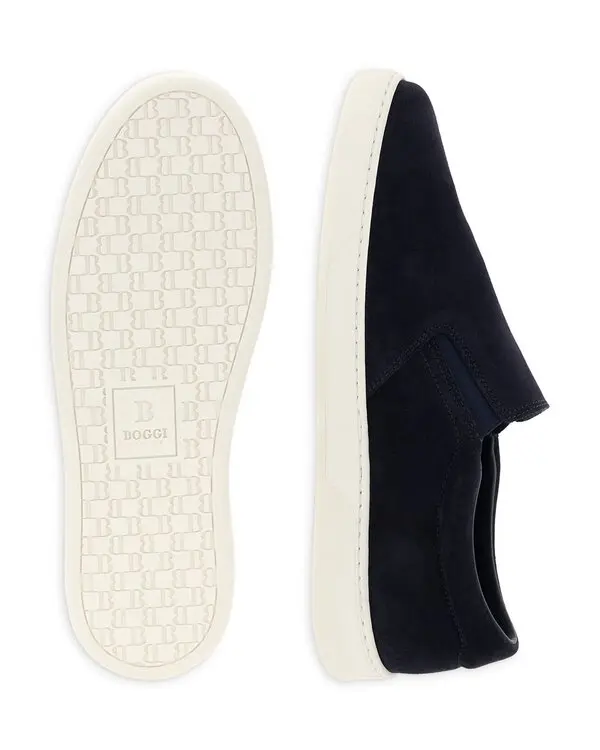 Boggi Milano Suede Leather Slip-on Sneakers - Navy Blue