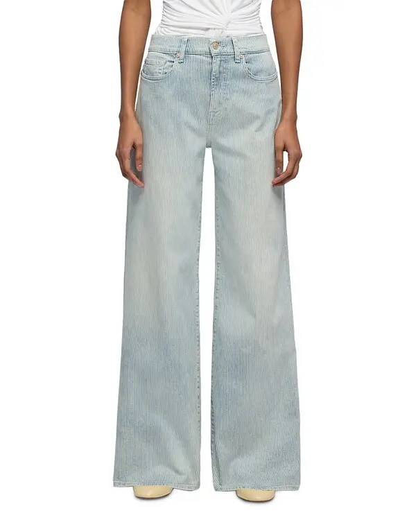 7 For All Mankind Lotta High Rise Wide Leg Jeans - Stripes