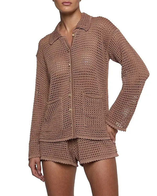L'Agence Mariana Pointelle Knit Sweater - Hazelnut