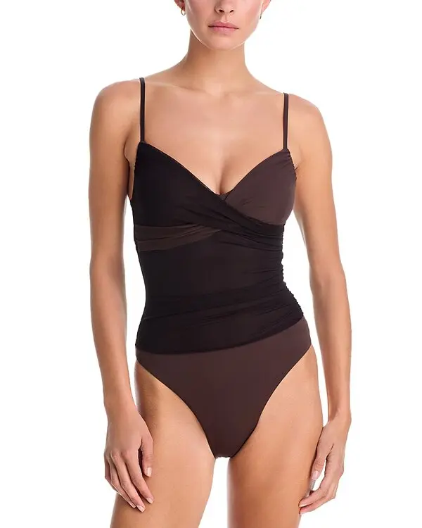 Staud La Mer One Piece Swimsuit - Espresso/black