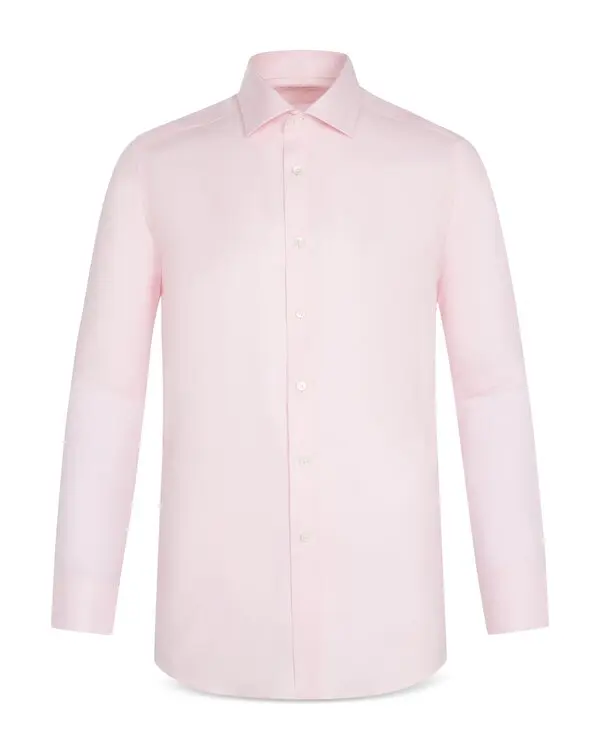 Thomas Pink Diagonal Textured Solid Dress Shirt - Pink