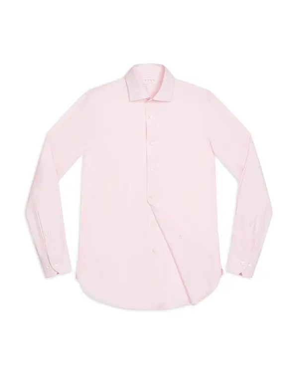 Thomas Pink Diagonal Textured Solid Dress Shirt - Pink