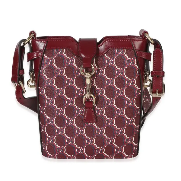 Gucci Gg Shadow Monogram Canvas Jackie Bucket Bag - Red