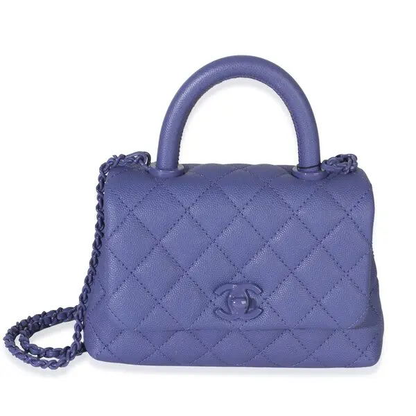 Chanel Coco Top Handle Flap Bag - Purple