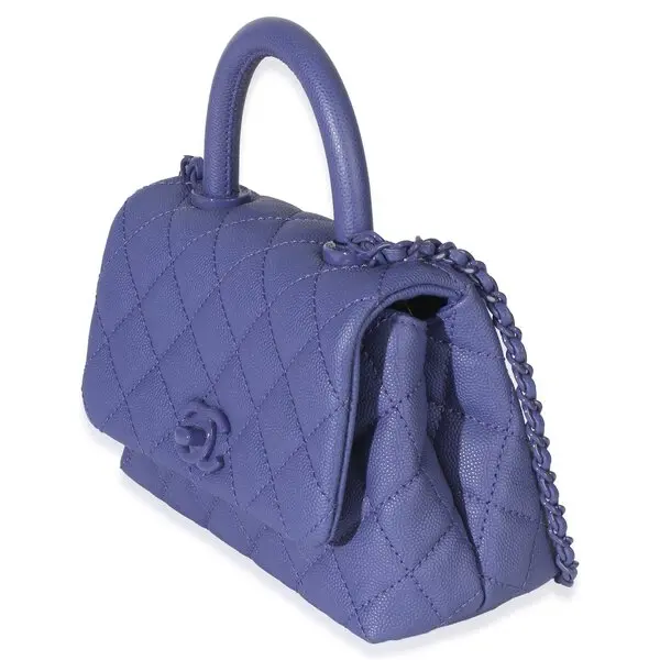 Chanel Coco Top Handle Flap Bag - Purple
