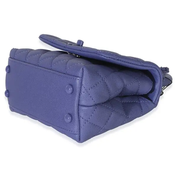 Chanel Coco Top Handle Flap Bag - Purple