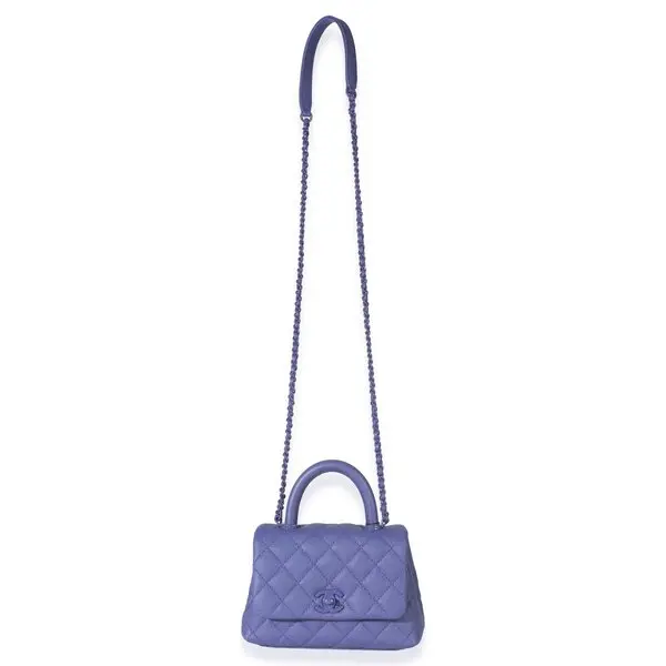 Chanel Coco Top Handle Flap Bag - Purple