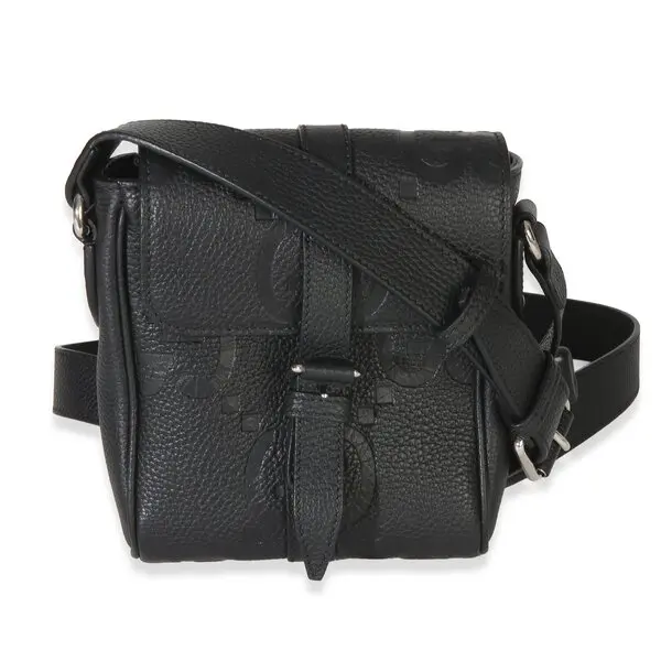 Gucci Piuma Calfskin Jumbo Gg Embossed Messenger Bag - Black