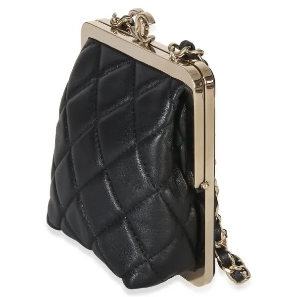 Chanel Quilted Lambskin Cc Frame Clutch With Chain