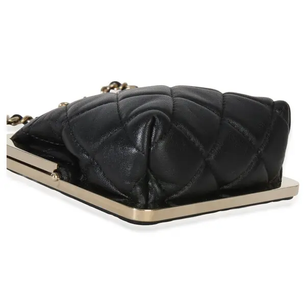 Chanel Quilted Lambskin Cc Frame Clutch With Chain